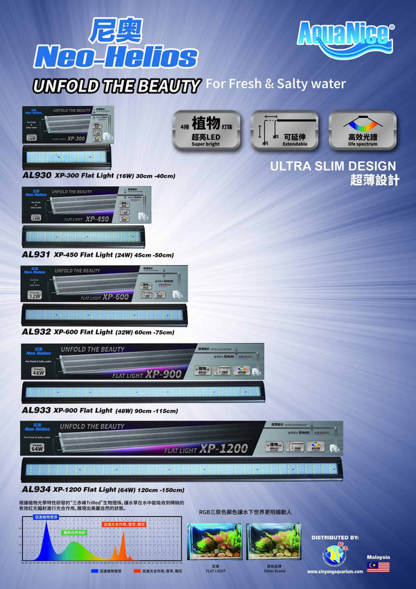 Neo Helios XP-900 Flat LED Aquarium Light | 48W | 90cm – 115cm – Fish&Flow